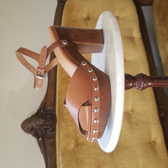 Coach | Shoes | Coach Womens Viola Heels Wood Block Studded Platform ...